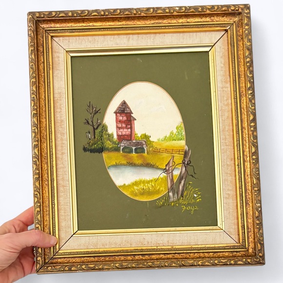 Vintage | Art | Vtg Folk Art Brook Hill Farm Signed Faye Original Oil ...